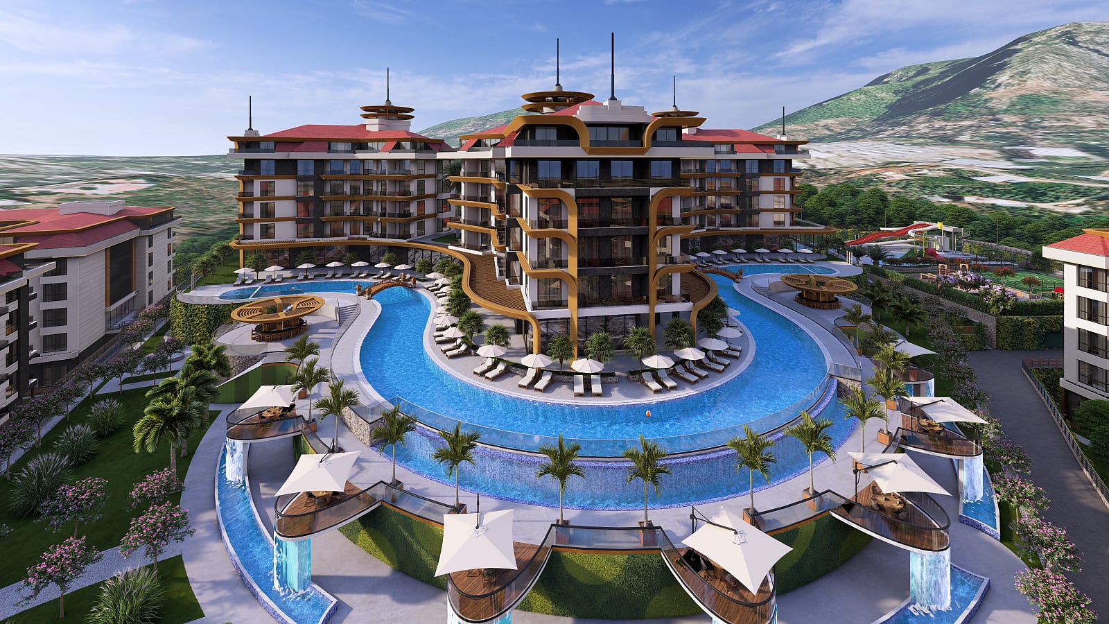 Alanya Kestel'de Doğa İçerisinde Deniz Manzaralı Daireler