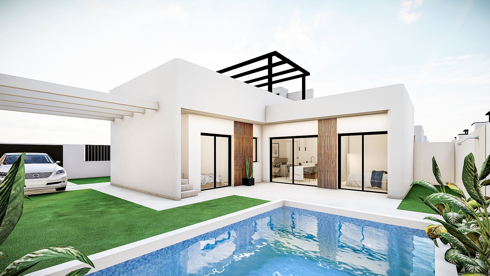 Moderne Villen mit Pool in der Nähe des Golfplatzes in Roldán, Murcia